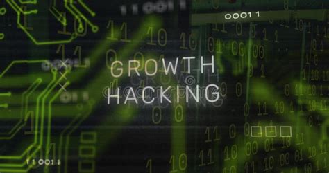 growth hacking text and microprocessor connections against binary