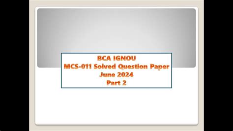 Mcs011 Solved Question Paper Question 1b Part 2 Youtube