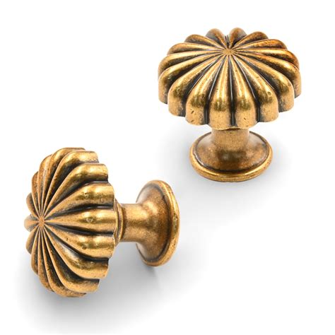 9build 10 Pack 12 Inch Antique Brass Cabinet Knobs Vintage Round