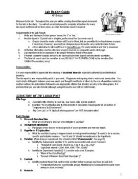 AP Biology Lab Report Guidelines By Green Wombat TPT