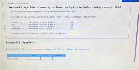 solved required information exercise 5 5 algo effect of