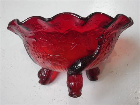 Sowerby Carnival Glass Fenton Ruby Dolphin Bowl 1925 Vintage Exhibition Piece 1919603966