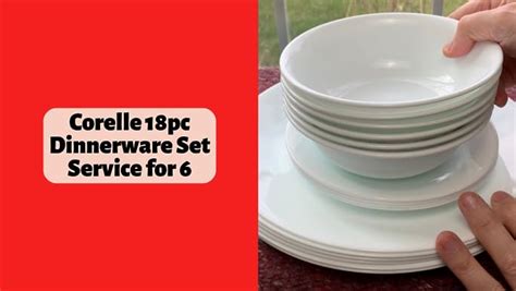 Corelle Leaf Stitch 12 件式餐具組服務 適用於 4 個紅色、白色 居家與廚房