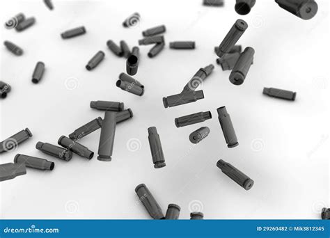 Shell Casings Falling Down On Green Screen 3d Rendering Royalty Free Stock Image