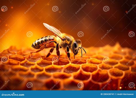 Working Bees On Hexagonal Honeycombs Stock Illustration Illustration Of Worker Beeswax 280438741