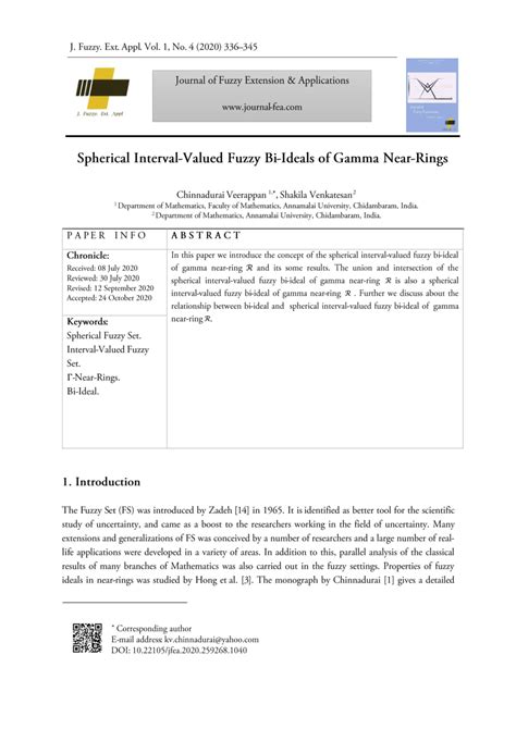 (PDF) Spherical interval valued fuzzy bi-ideals of G.N.R