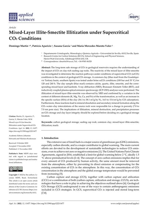 Pdf Mixed Layer Illite Smectite Illitization Under Supercritical Co2 Conditions