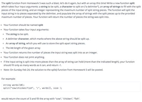 Solved C Split Function Chegg