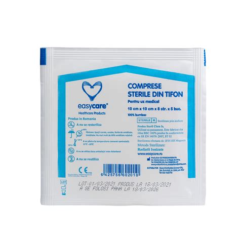 Comprese Sterile Pliate Din Tifon 10 X 10cm 8 Pliuri X 5 Bebe Tei