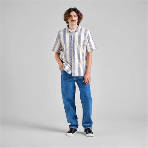 Dedicated Shirt Brantevik Floral Stripe Blue