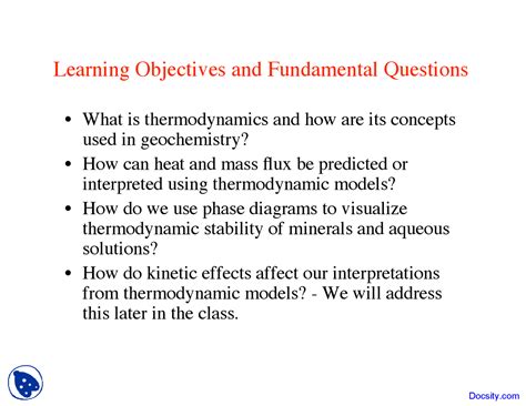 learning objectives geochemistry lecture slides docsity