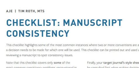 Maintaining Consistency In Academic Writing And Research Manuscripts A Free Checklist Aje