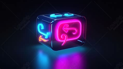 Uiux 인터페이스 요소 배경의 네온 3d 렌더링 빛나는 사각형 말풍선 아이콘 아이 배경 Ux 배경 3d 아이 배경 이미지 Hd 아이 Ux 3d 아이 배경 사진