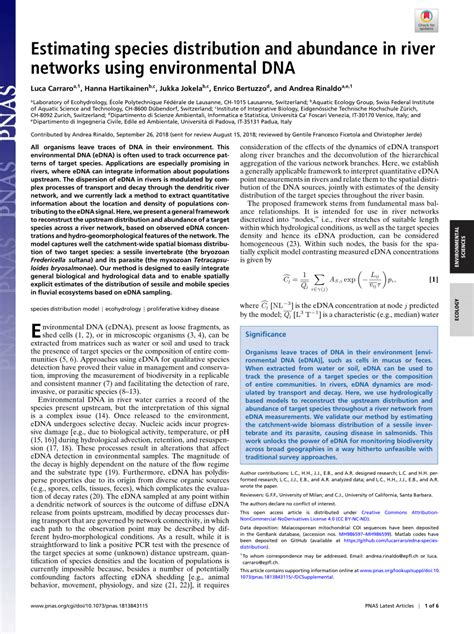 Pdf Estimating Species Distribution And Abundance In River Networks