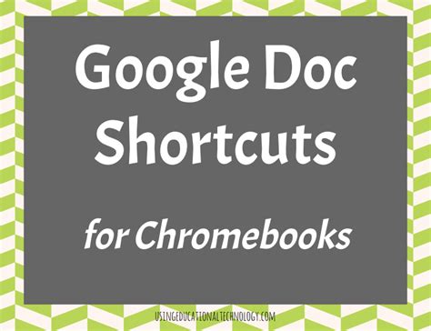 Google Docs Keyboard Shortcuts Printable For Chromebooks