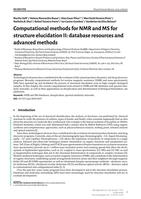 Pdf Computational Methods For Nmr And Ms For Structure Elucidation Ii