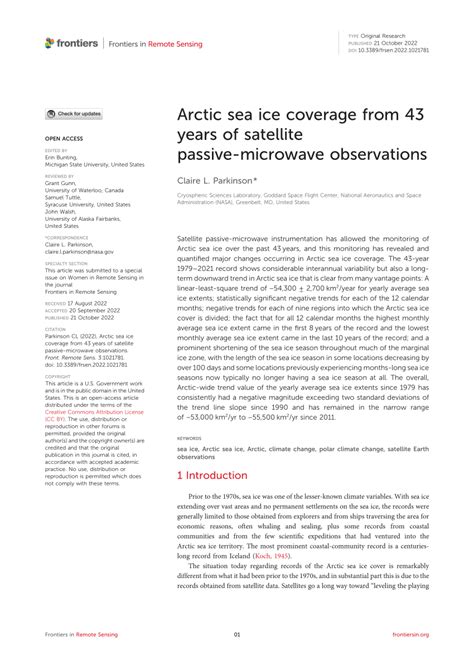 Pdf Arctic Sea Ice Coverage From 43 Years Of Satellite Passive
