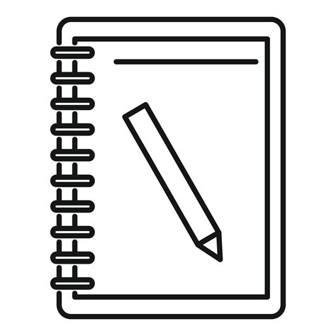 Lesson Pencil Notebook Icon Outline Style 14596988 Vector Art At Vecteezy