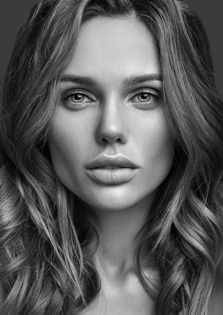 Female Model Face Black And White