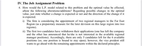 Iv The Job Assignment Problem 4 How Would The Lp