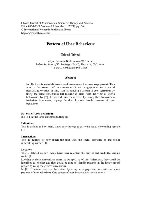 Pdf Pattern Of User Behaviour