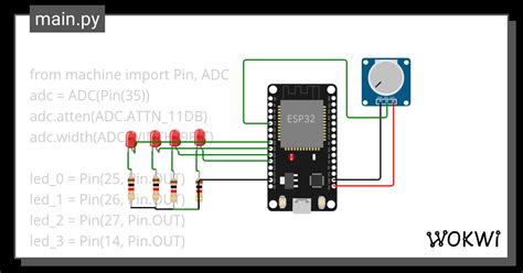 ADC Binary Display Wokwi ESP32 STM32 Arduino Simulator