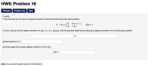 Solved HW9 Problem 16 Previous Problem List Next 1 Point Chegg Com