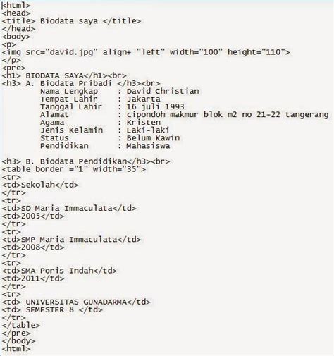 Cara Membuat Biodata Sederhana Membuat Biodata Pribadi Secara Sederhana