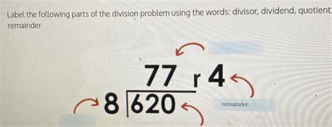 Solved Label The Following Parts Of The Division Problem Using The