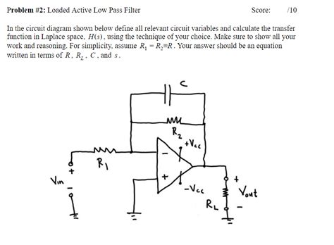 Solved Problem Loaded Active Low Pass Filter Score Chegg