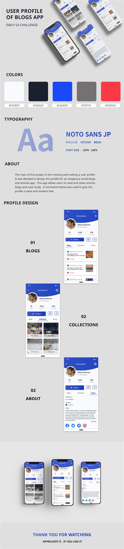 USER PROFILE Blog And Artical App Behance