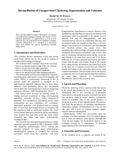Pdf Reconciliation Of Unsupervised Clustering Segmentation And Cohesion