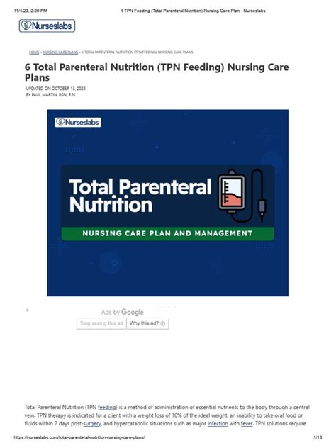 Tpn Nursing Care Plan And Interventions Pdf Intravenous Therapy