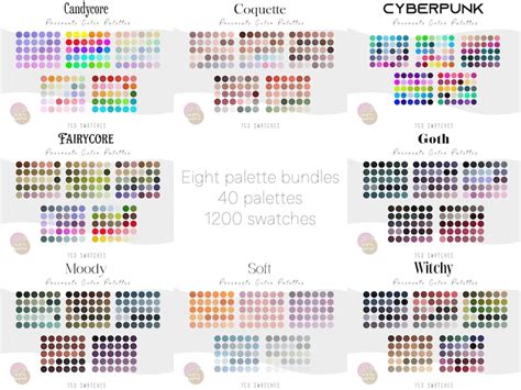 Aesthetic Procreate Color Palette MEGA BUNDLE Color Palette For Procreate Procreate Swatches