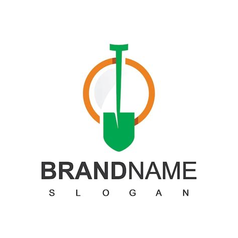 삽 기호 농업 로고 템플릿 프리미엄 벡터