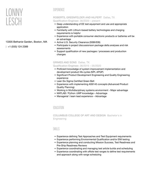 Qualification Engineer Resume Samples Velvet Jobs