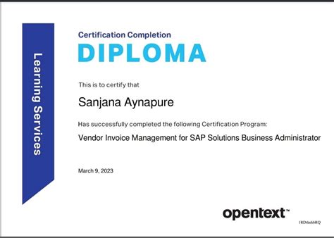 sanjana ainapur on linkedin opentext certificateofcompletion