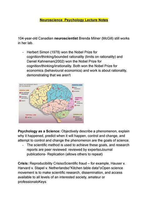 Neuroscience Psychology Lecture Notes Neuroscience Psychology Lecture