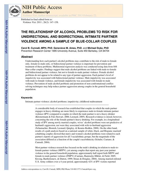 Pdf The Relationship Of Alcohol Problems To The Risk For