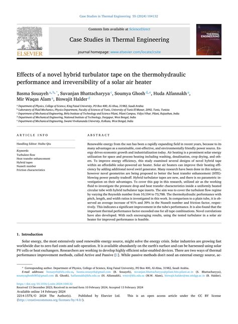 Pdf Effects Of A Novel Hybrid Turbulator Tape On The Thermohydraulic