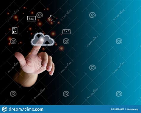 human finger pointing at the cloud show global data transfer with cloud