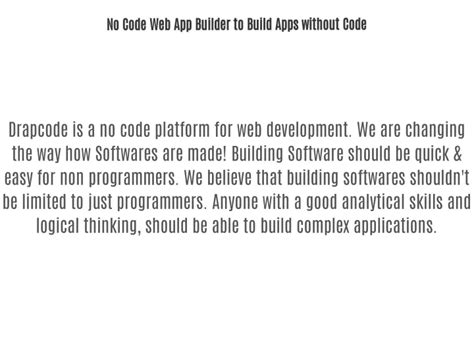 Ppt No Code Web App Builder To Build Apps Without Code Powerpoint