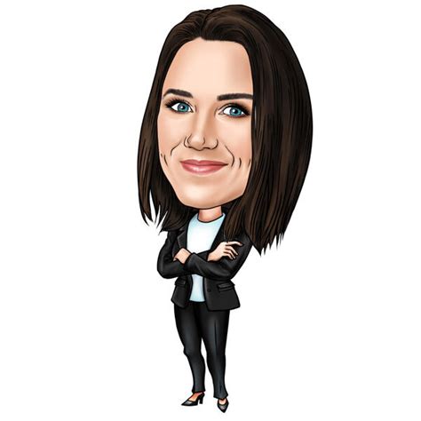 Prachtige Overdreven Tekening Zakenvrouw Portret👩🎨👠 Ontvang Van