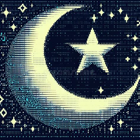 Ascii Crescent Moon Design The Crescent Moon And Star Using Asci Stock Illustration