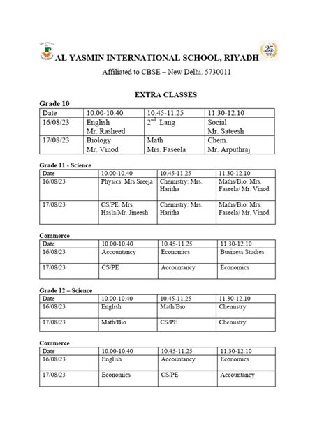 Extra Class 23 24 Pdf