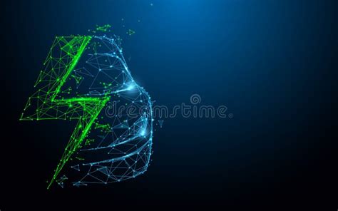 Electric Car Icon From Lines Triangles And Particle Style Design Stock Vector Illustration Of