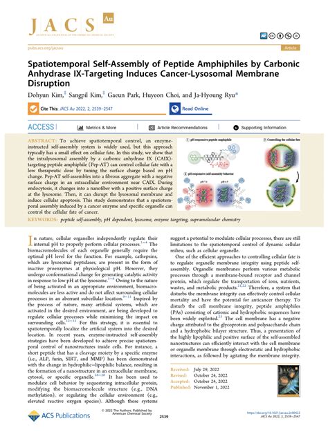Pdf Spatiotemporal Self Assembly Of Peptide Amphiphiles By Carbonic