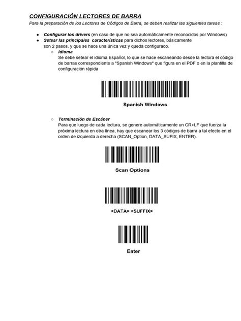 Configuracion Lectores De Codigo De Barra Pdf