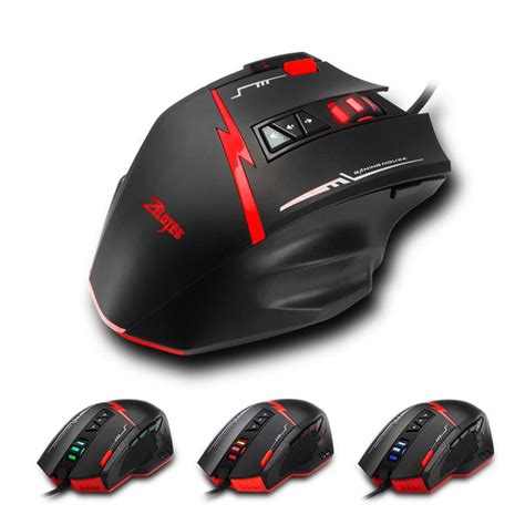 Zelotes C15 Gaming Mouse 7000 Dpi 13 Programmable Buttons Weight Tuning Cartri