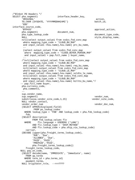 Blanket Po Header Pdf Sql Databases